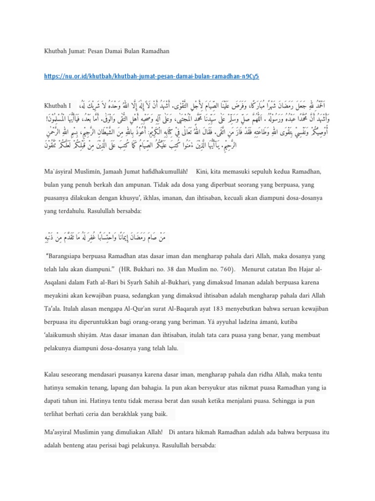 Khutbah Jumat - Enam Adab Berpuasa Menurut Imam Al Gahazali | PDF Khutbah Jumat - Enam Adab Berpuasa Menurut Imam Al Gahazali | PDF