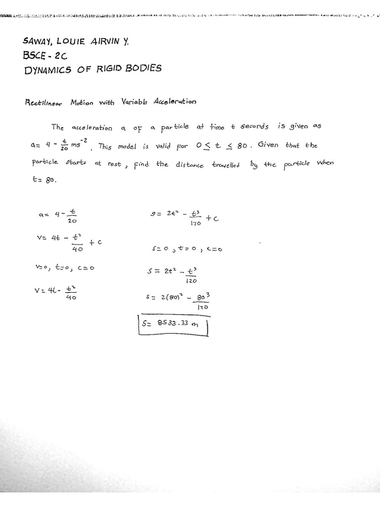 SAWAY - Rectilinear Motion With Variable Acceleration | PDF