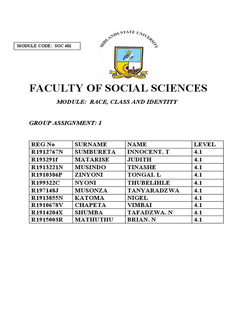 Soc401. Race Class and Identity Group Assignment.-1 | PDF | Ethnic ...