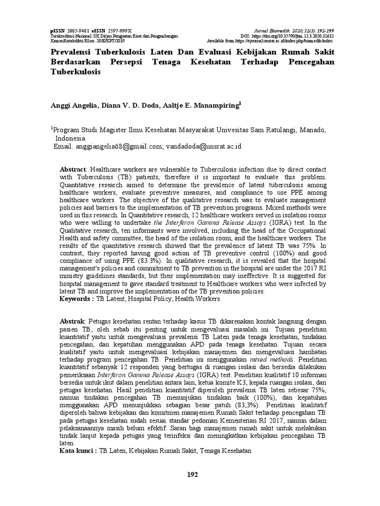 JM biomedik,+Anggi+Angelia+ (DOI HTTPS) | Download Free PDF | Tuberculosis | Health Professional