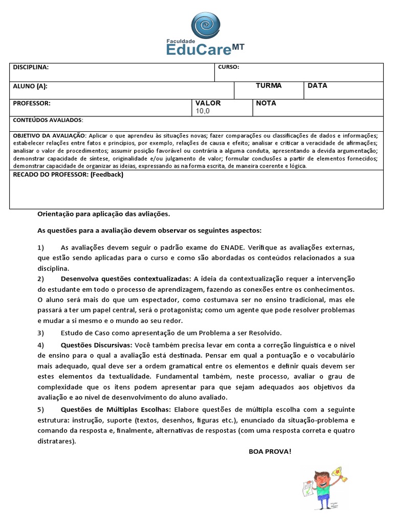 Modelo - Prova - Graduacao 2021 | PDF | Pensamento | Science