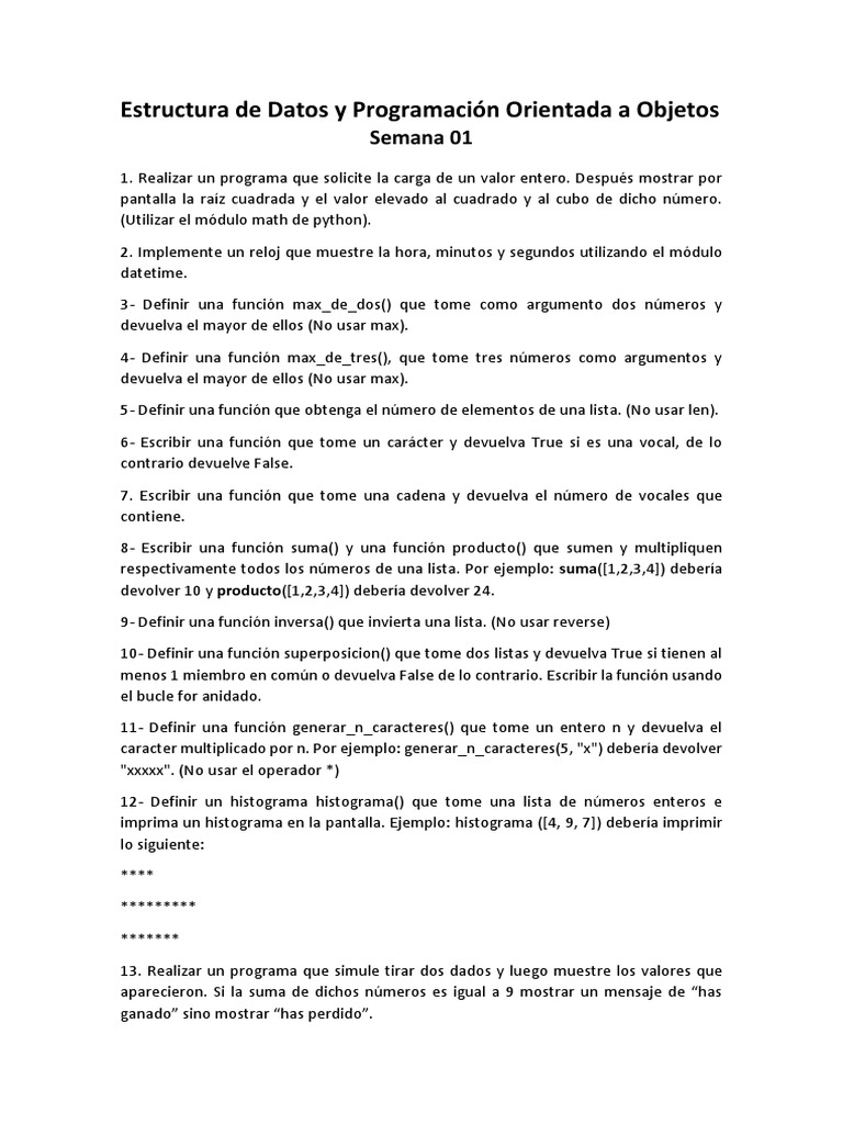 ED&POO Ejercicios 01 | PDF | Función (Matemáticas) | Python (lenguaje de programación)