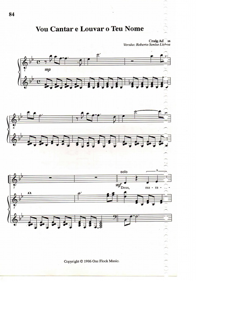 Partitura - Vou Louvar e Cantar Teu Nome - Grupo Som e Louvor | PDF