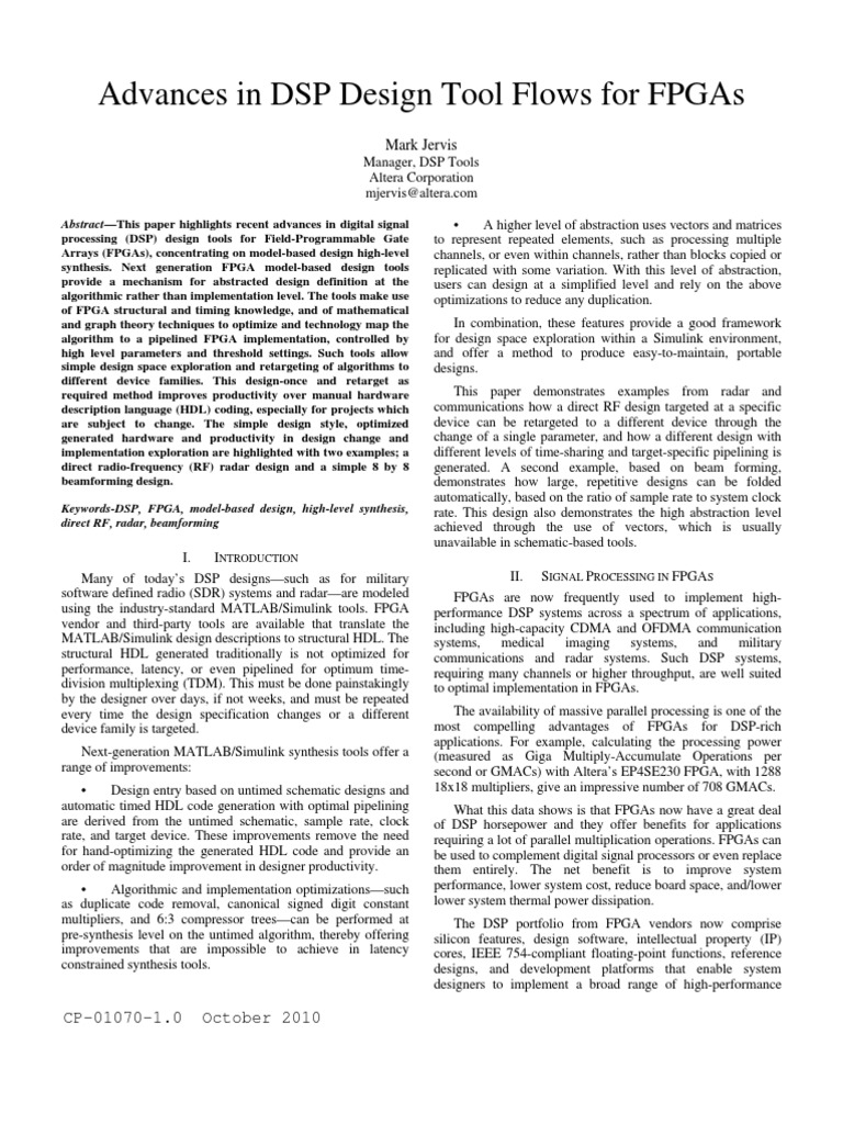 Dsp Pdf Field Programmable Gate Array Hardware Description Language