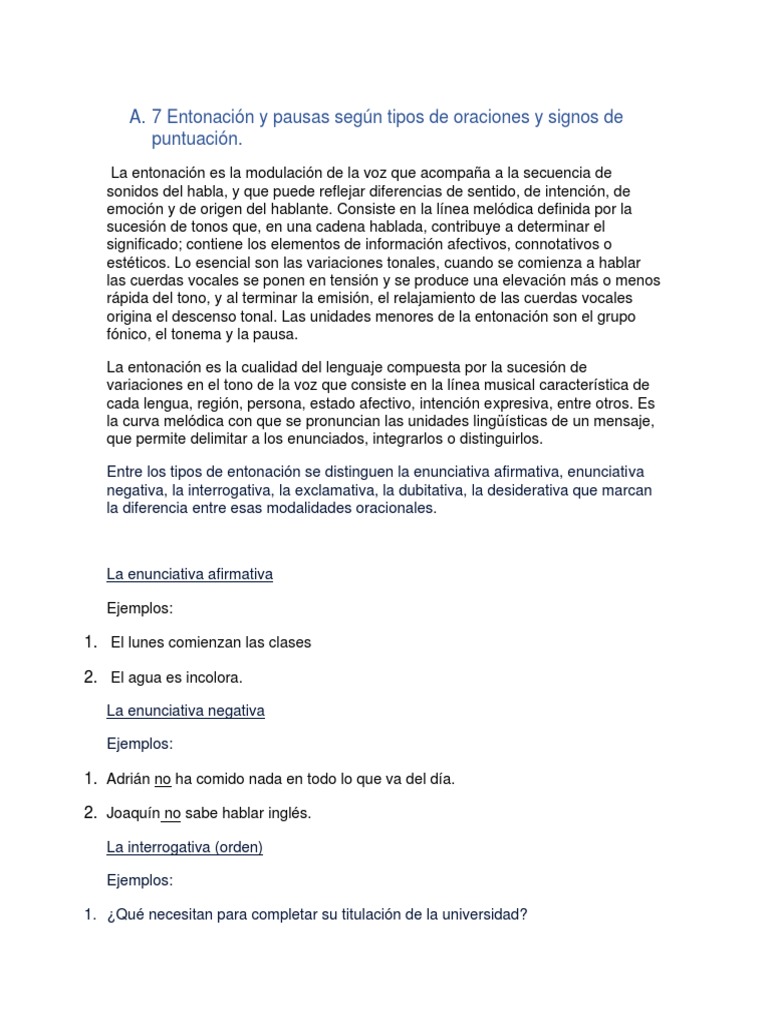 Entonación y Tipos de Oraciones | PDF | Lingüística | Comunicación humana
