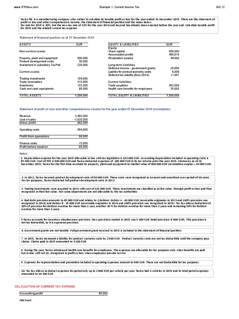 IAS12 - Examples - Solution | PDF | Deferred Tax | Expense