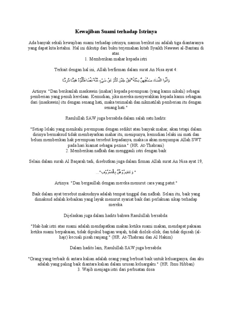Tiga Kewajiban Suami dalam Islam | PDF