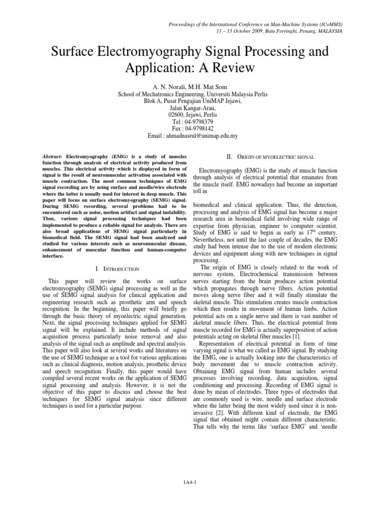 Surface Electromyography Signal Processi Pdf Electromyography Spectral Density