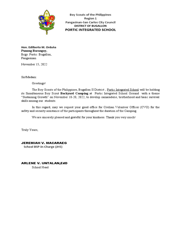 Barangay Police Request | PDF | National Security | Youth Organizations