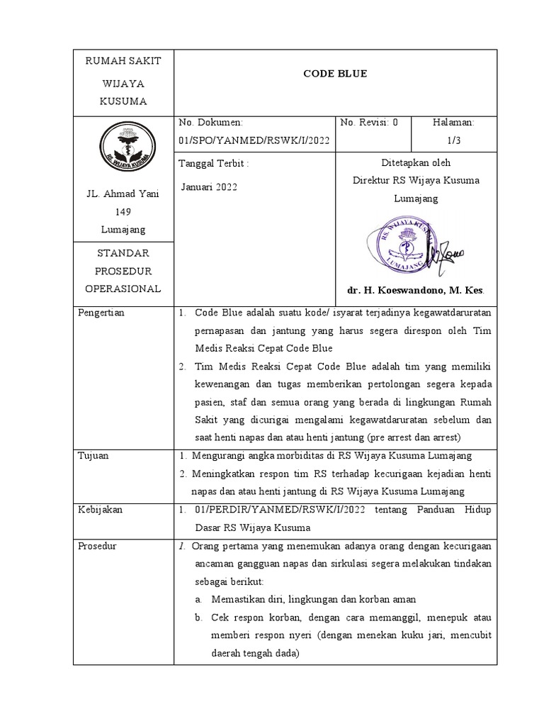 Spo Code Blue Baru | PDF