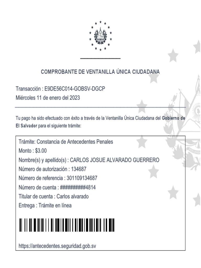 Comprobante de Ventanilla Única Ciudadana | PDF