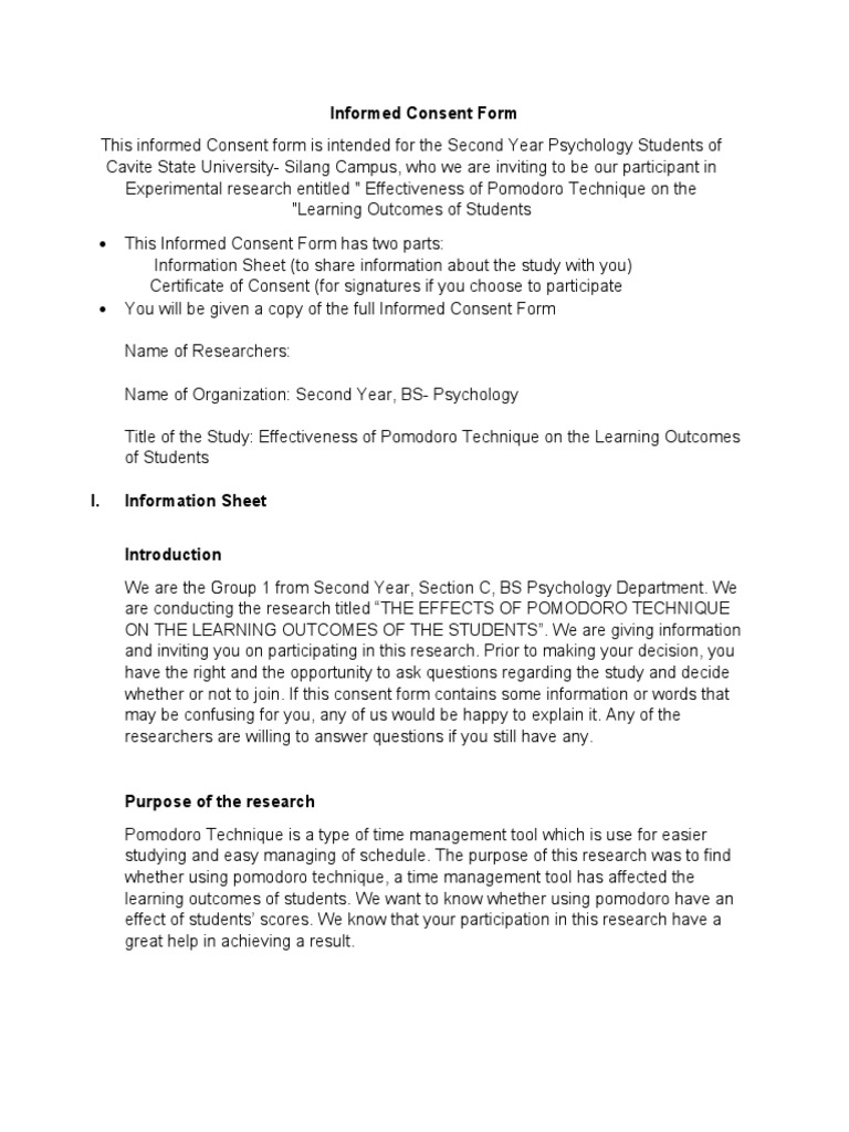Informed Consent Form | PDF | Informed Consent | Experiment