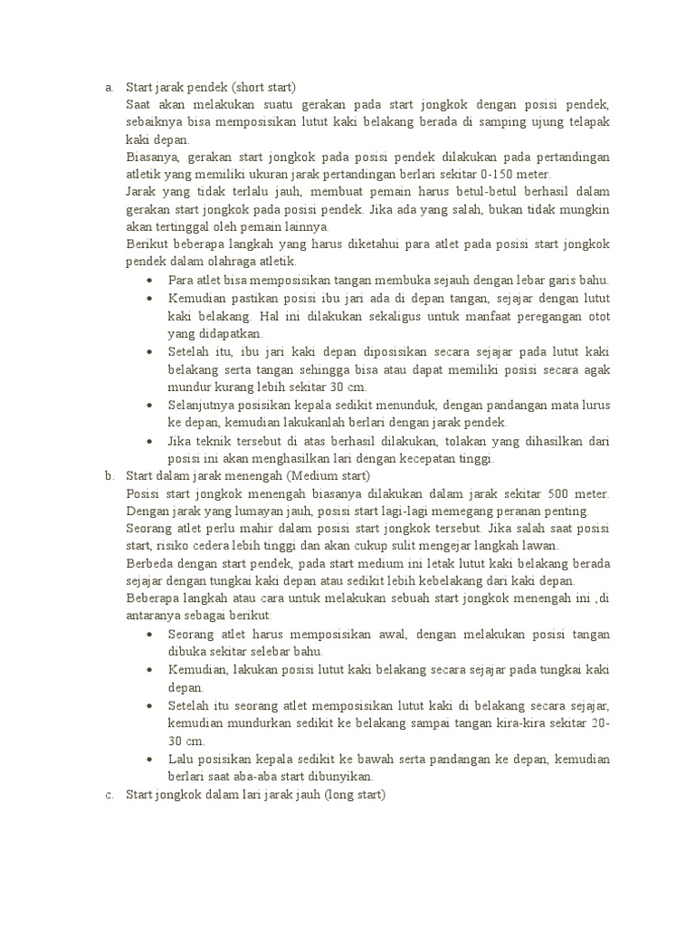 Start Jongkok Jarak Pendek | PDF