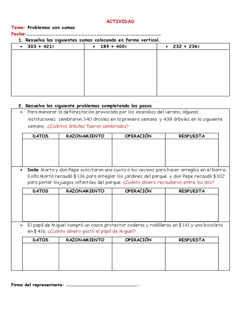 Problemas de Sumas | PDF