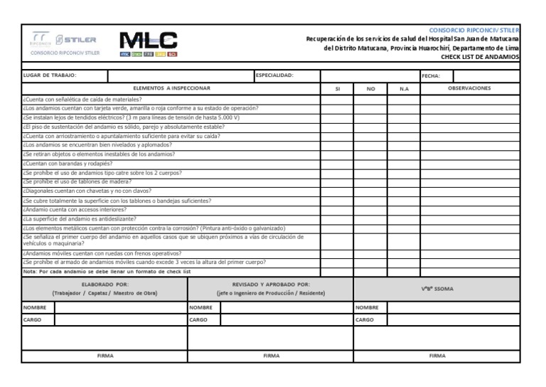 Check List de Andamios | PDF | Andamio
