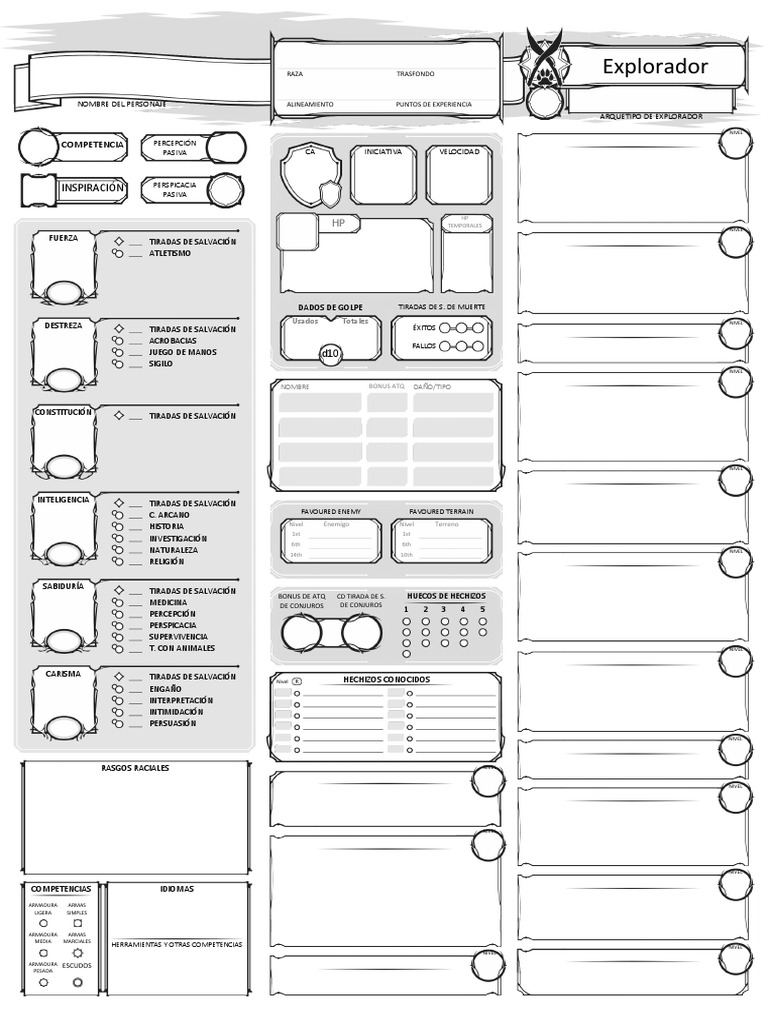 Ficha Base Explorador | PDF