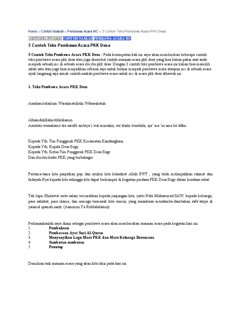 Teks Pembawa Acara | PDF | Seni & Disiplin Bahasa | Kajian Bahasa Asing