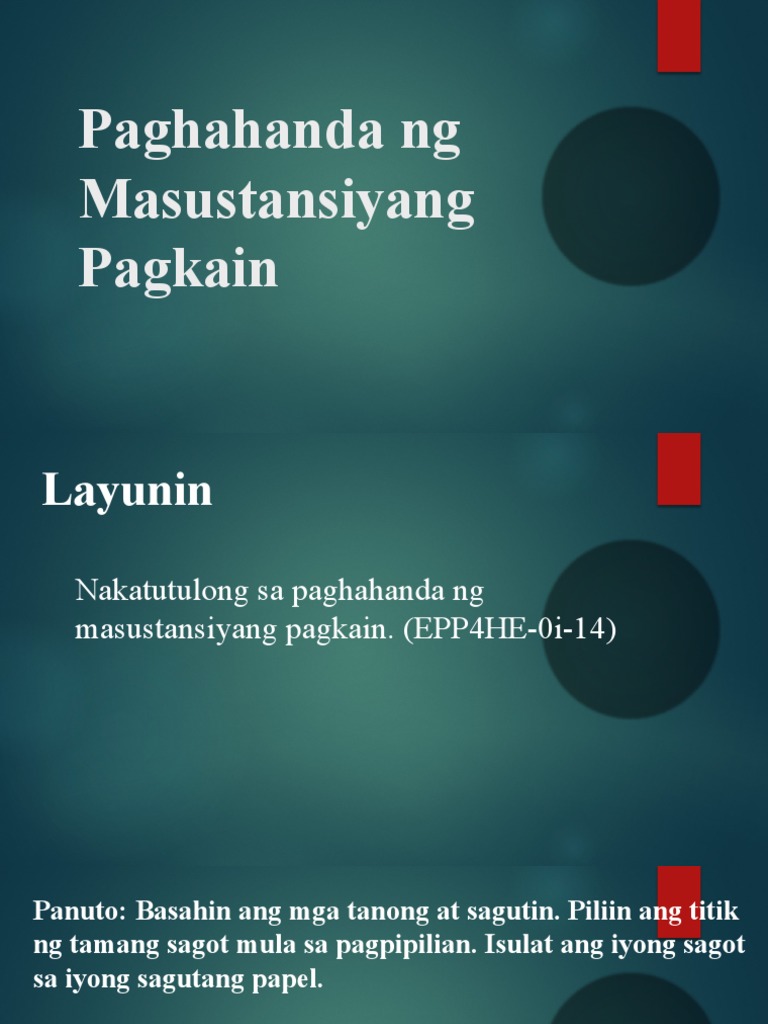 Paghahanda NG Masustansiyang Pagkain | PDF