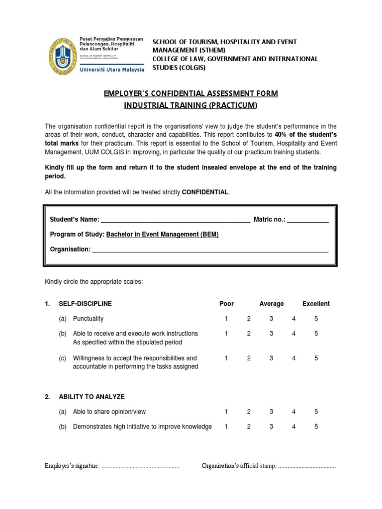 BEM Practicum EMPLOYER REPORT FORM | PDF | Communication | Cognitive Science