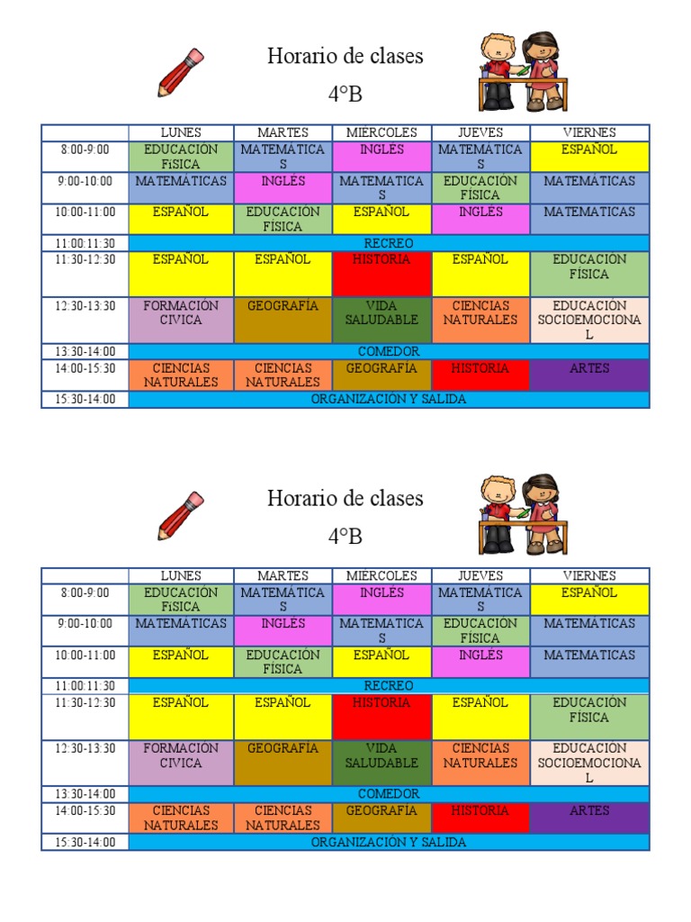 Plantilla de Horario de Clases | PDF