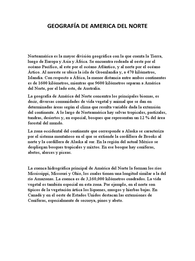 Geografía de America Del Norte | PDF