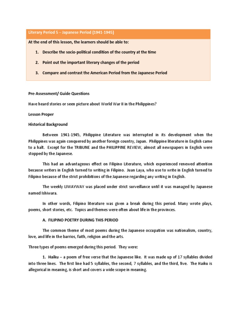 The Japanese Period | PDF | Poetry | Japanese Language