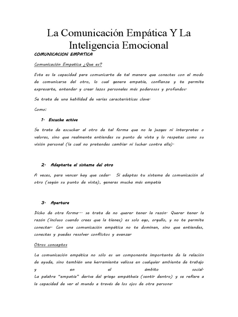 La Comunicación Empática Y La Inteligencia Emocional | PDF | Las emociones | Empatía