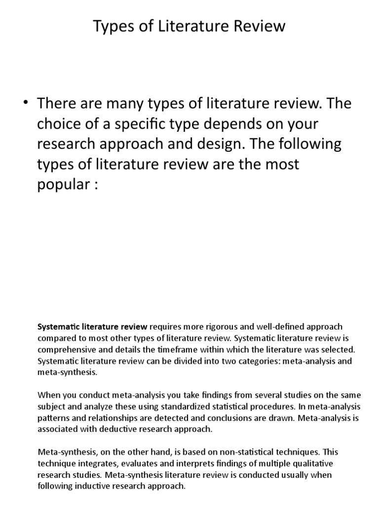 Types of Literature Reviews Explained | PDF | Meta Analysis ...