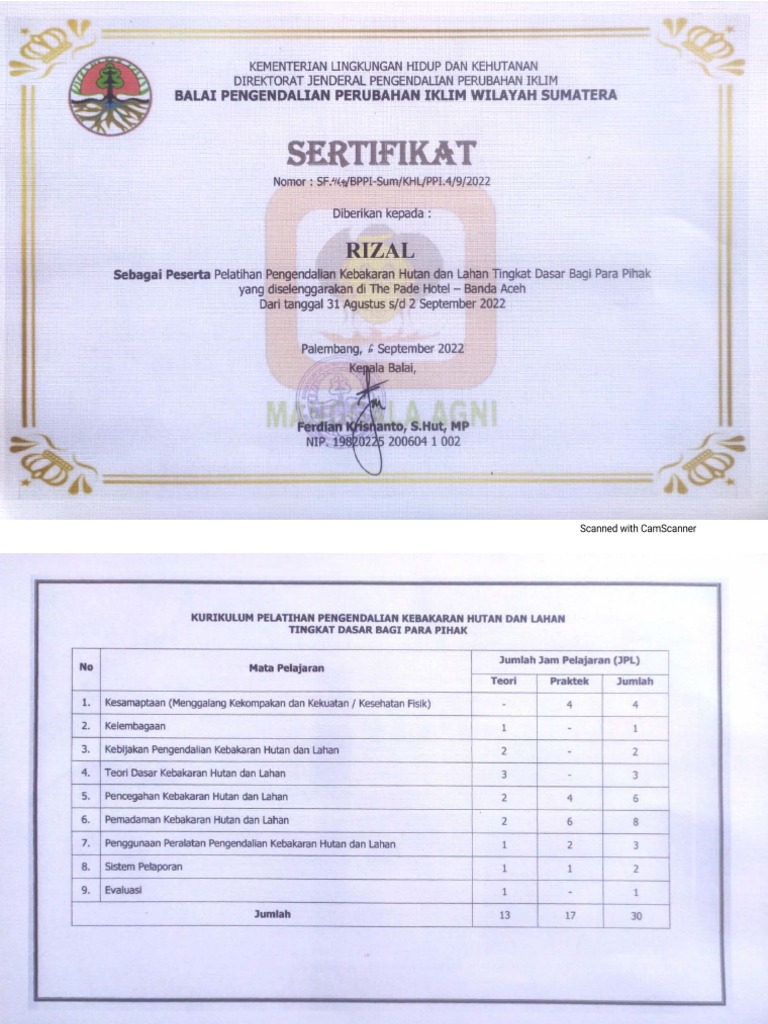 Sertifikat Rizal | PDF