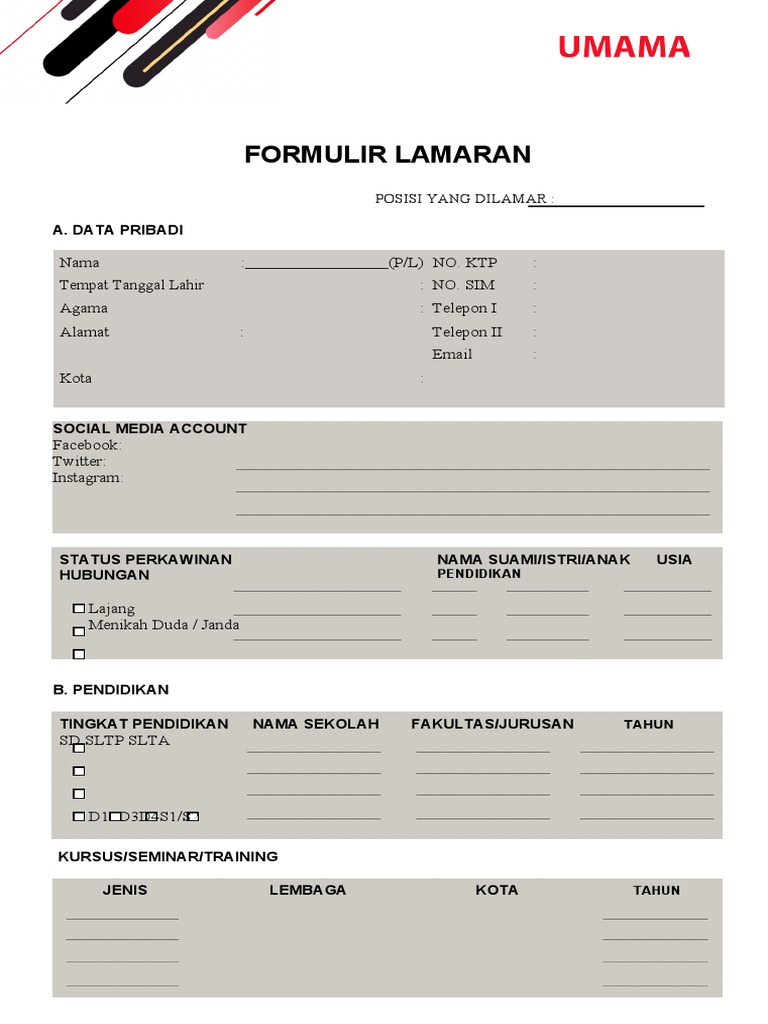 Formulir Lamaran PT Nushel Jaya Mandiri | PDF