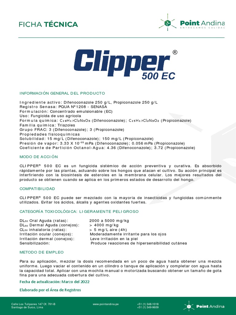 Clipper 500 Ec-Ficha Tecnica | PDF | Química