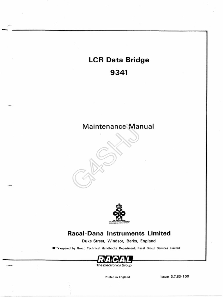 Racal Dana 9341 LCR Data Bridge Service Manual | PDF