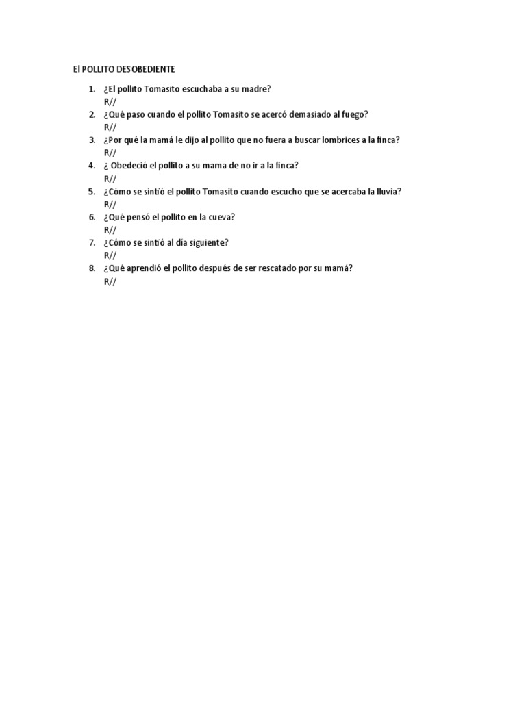 El Pollito Desobediente Pdf