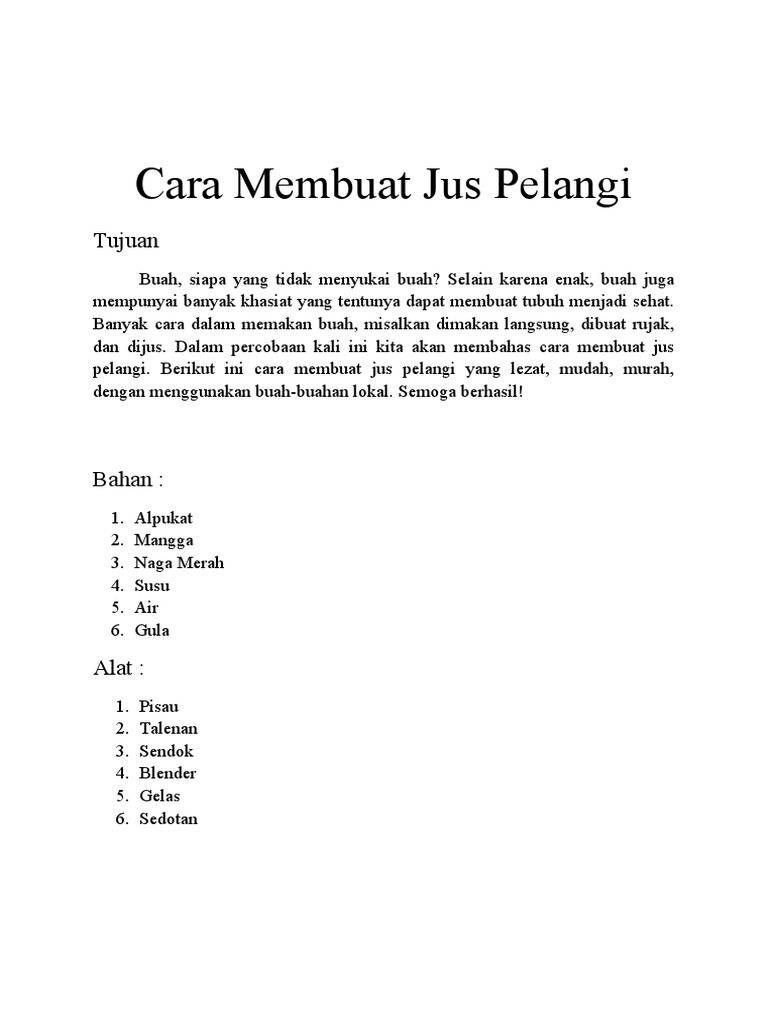 Cara Membuat Jus Pelangi | PDF
