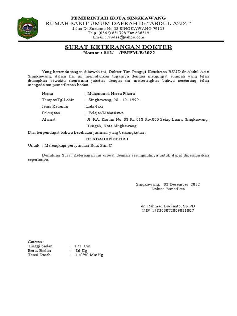 Surat Keterangan Dokter | PDF