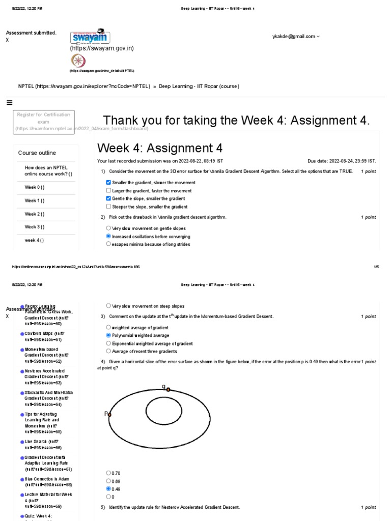 Deep Learning - IIT Ropar - Unit 6 - Week 4 | PDF | Intelligence (AI) & Semantics | Artificial ...