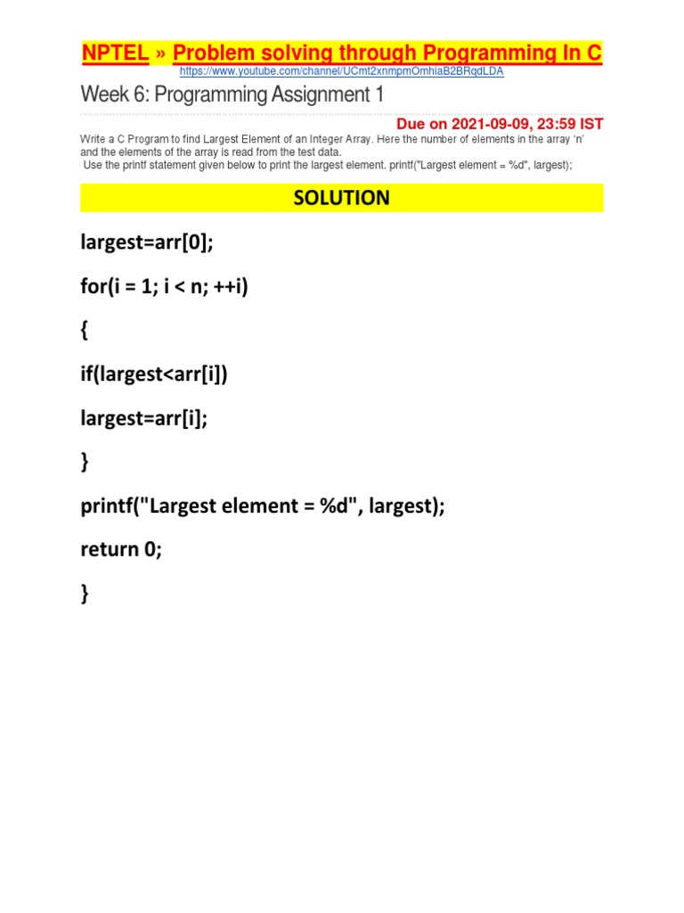 Problem Solving Through Programming In C Week 6 Programming Assignment