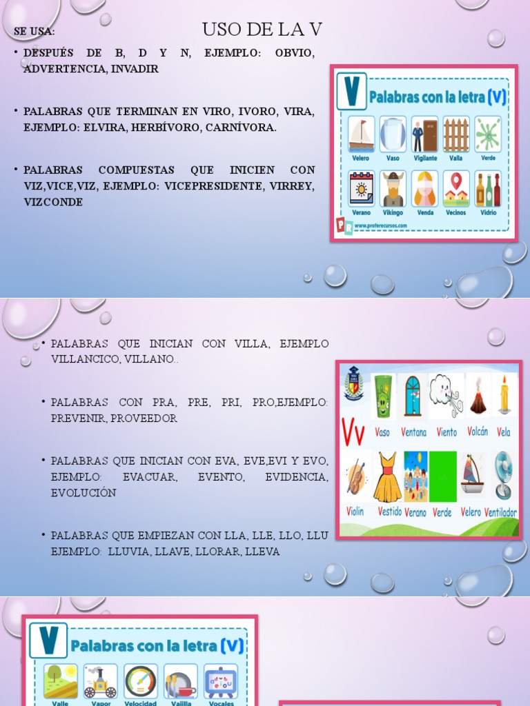 Uso de la V después de B, D y N | PDF | Artes del Lenguaje y ...