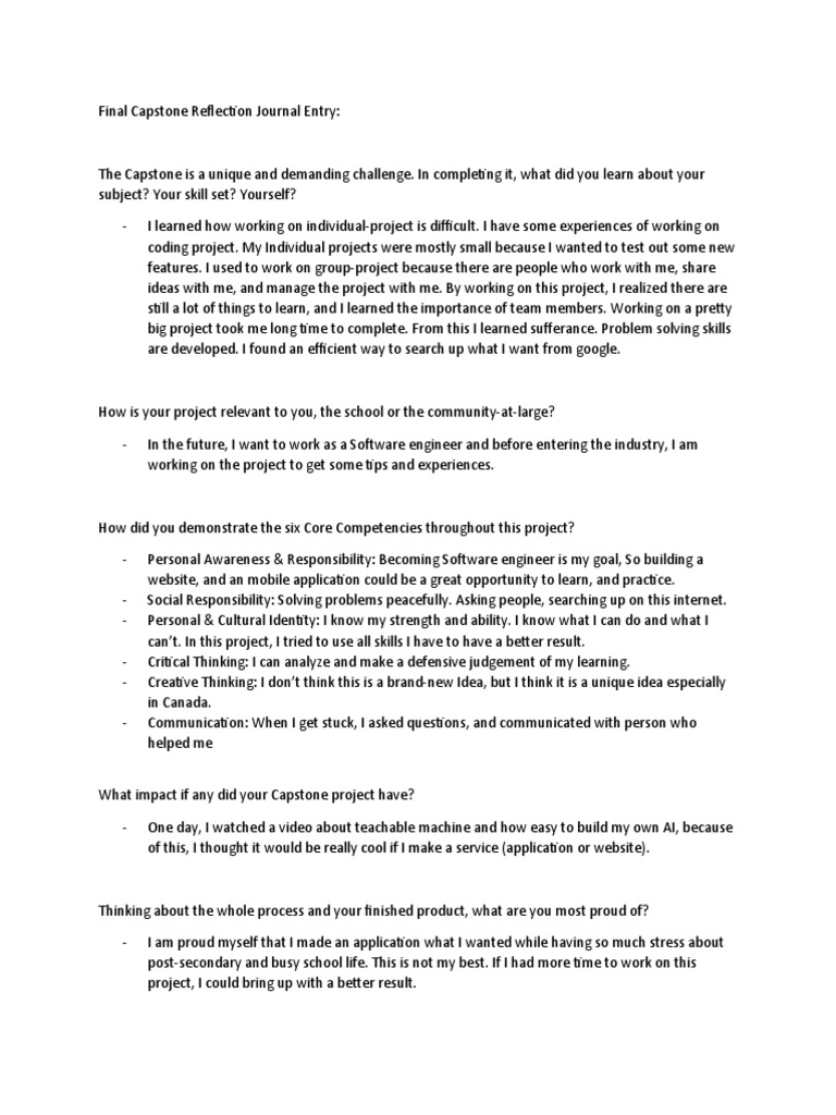 Capstone - Final Reflection | PDF | Artificial Intelligence | Intelligence (AI) & Semantics