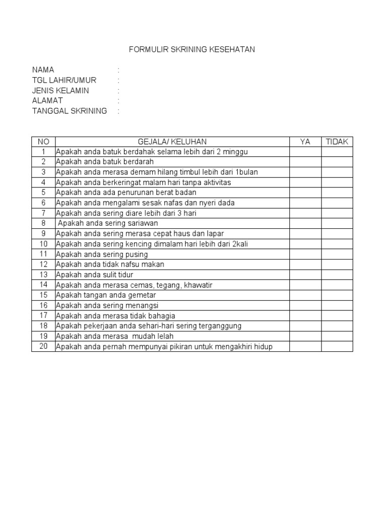 Form Skrining P2M | PDF
