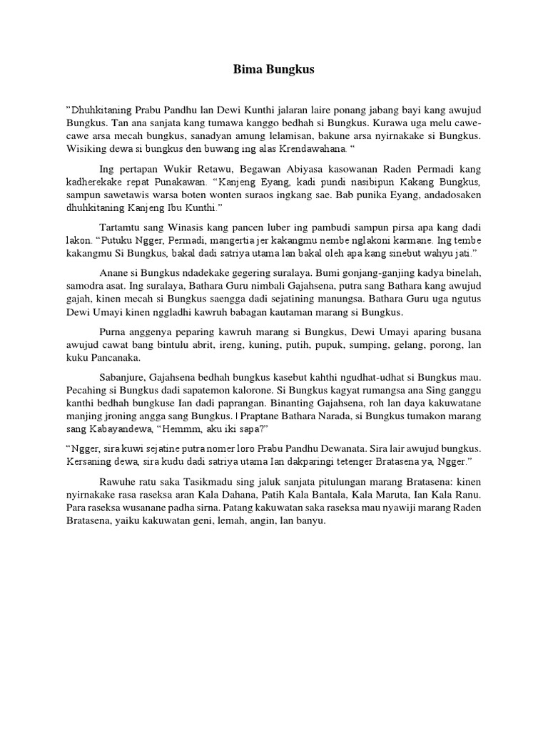 Teks Wayang Bima Bungkus | PDF