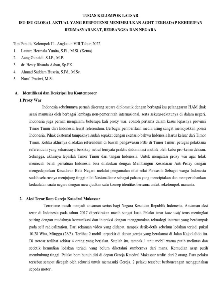 Tugas Kelompok Ke 2, TGL 27 Juli 2022 - Isu Global | PDF