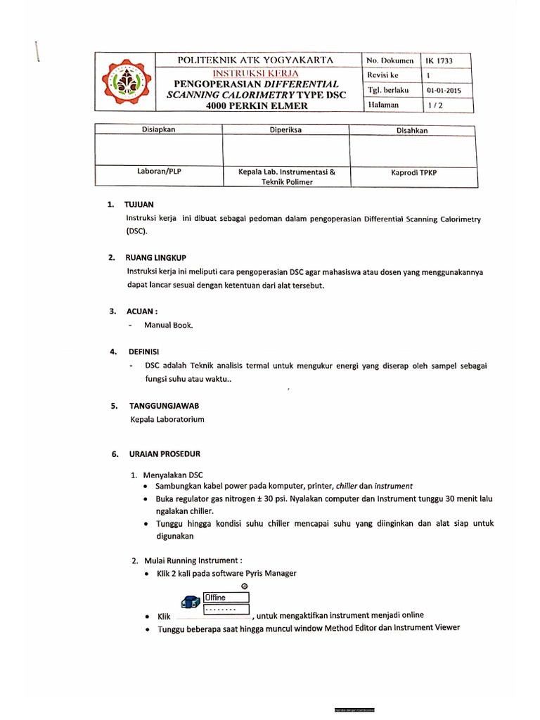 SOP Alat Analisis Instrumen | PDF