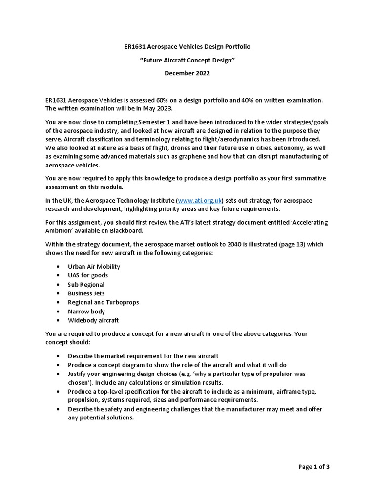 Aerospace Vehicles Design Portfolio | PDF | Aircraft | Aerospace