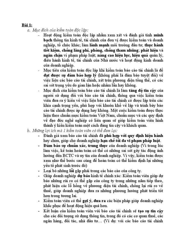 Bài tập chương 1 KTTC - nhóm 3 | PDF