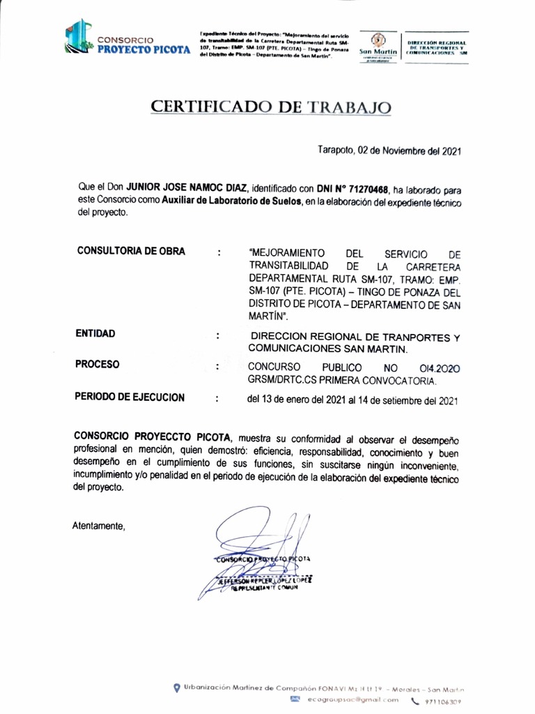 Certificado de Trabajo | PDF