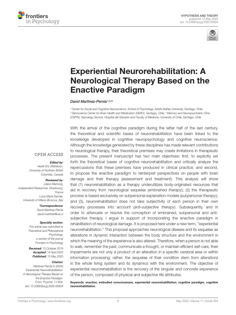 2020 ART Experiental Neurorehab | PDF | Mind | Cognition