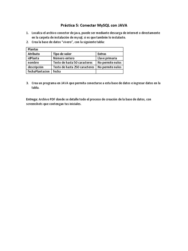 Practica 5 Conectar Con JAVA | PDF
