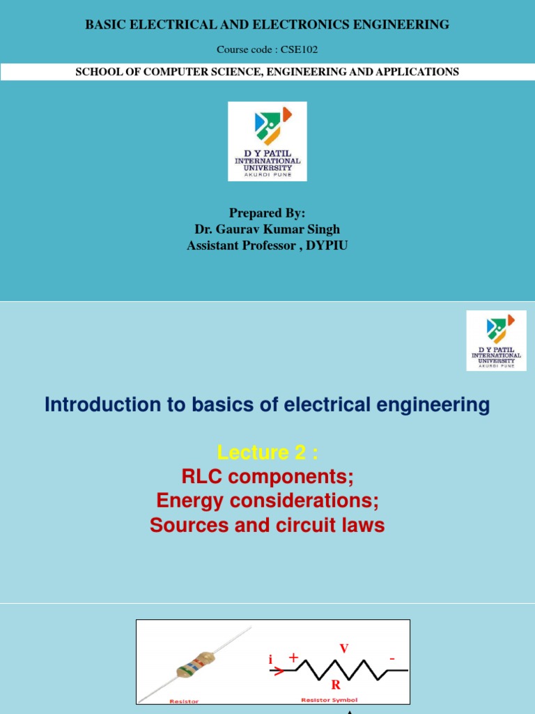 BEE UNIT 1 Lecture 2 RLC Source | PDF | Voltage | Electrical Network