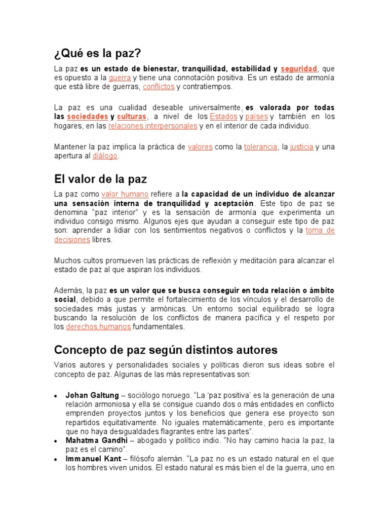 Definición y valor de la paz | PDF